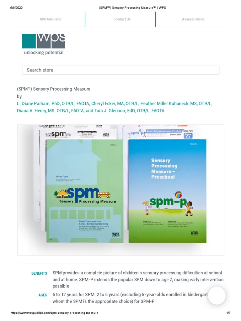 1 (SPM™) Sensory Processing Measure™ - WPS | PDF