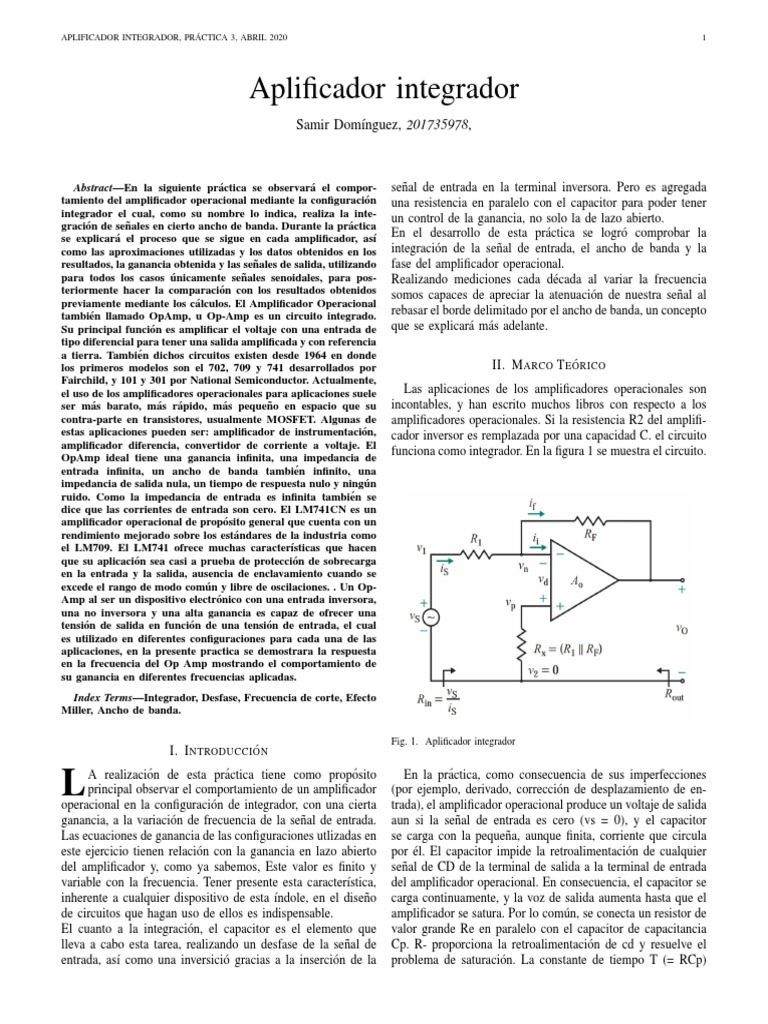 Amplificador Integrador y Derivador | PDF | Amplificador operacional ...