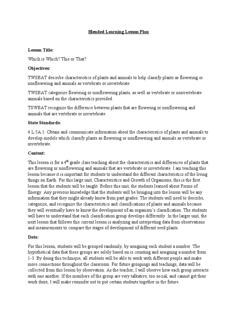 Blended Learning Lesson Plan | PDF | Differentiated Instruction ...