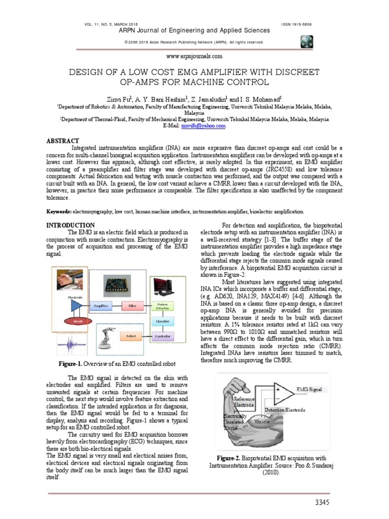 Design of A Low Cost Emg Amplifier With Discreet | Download Free PDF ...