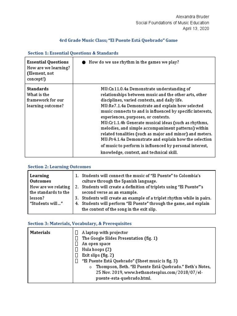 4rd Grade Music Class "El Puente Está Quebrado" Game Section 1 ...