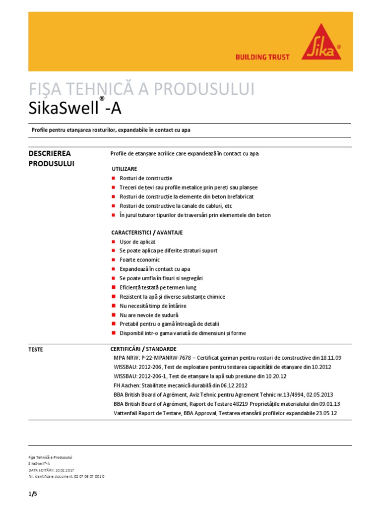 SikaSwell-A Profiles | PDF