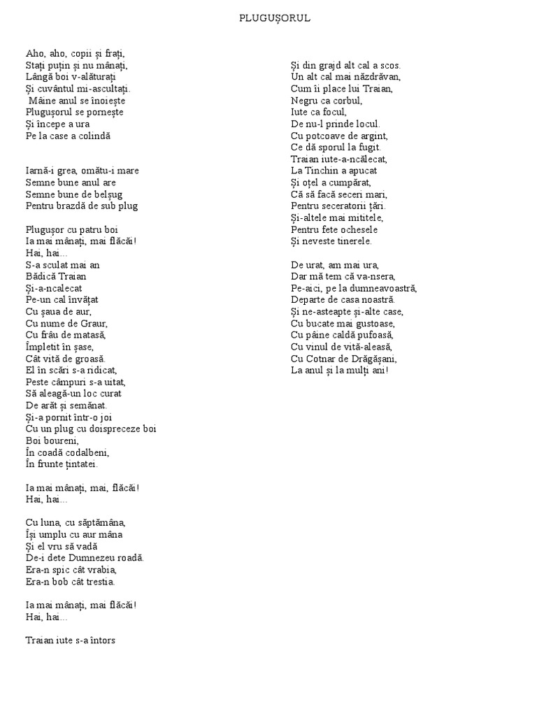 Plugusorul - Versuri | PDF