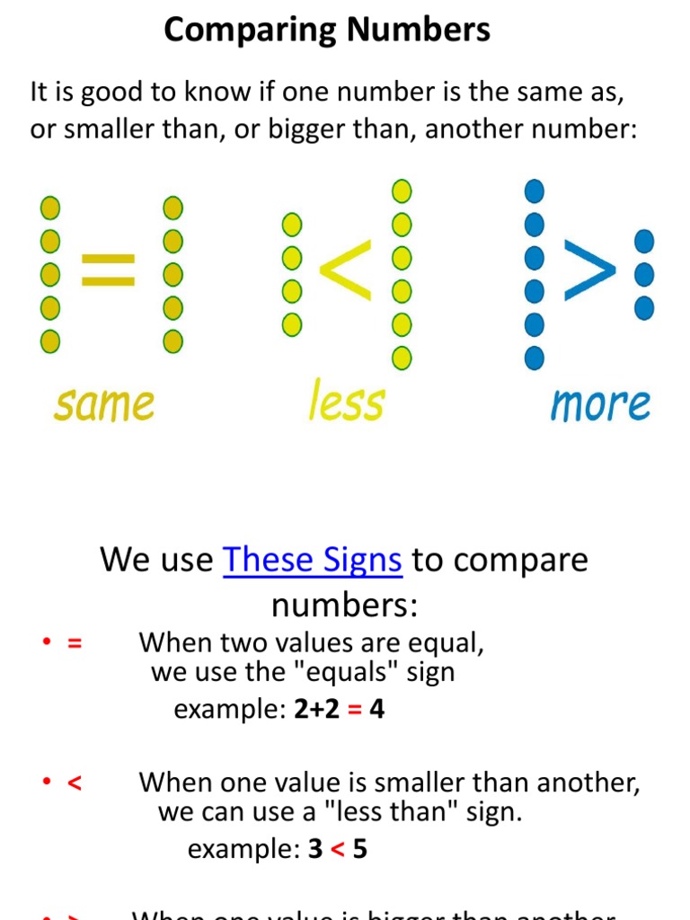 Comparing Numbers | PDF | Numbers | Mathematical Notation