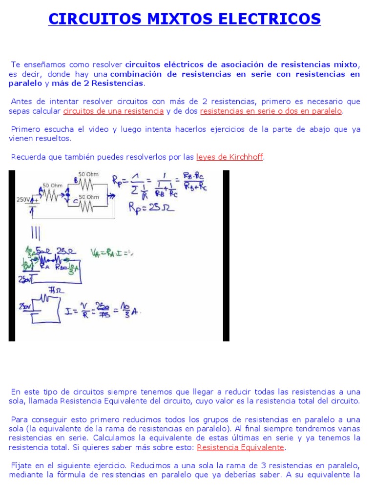 Circuitos Mixtos Electricos | PDF | Resistencia Eléctrica y Conductancia | Electromagnetismo