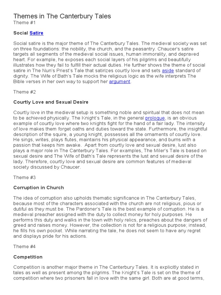 Themes in The Canterbury Tales: Satire | PDF | The Canterbury Tales