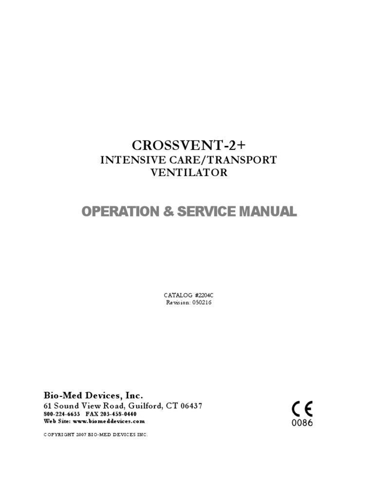 Crossvent-2+: Operation & Service Manual | PDF | Power Supply ...