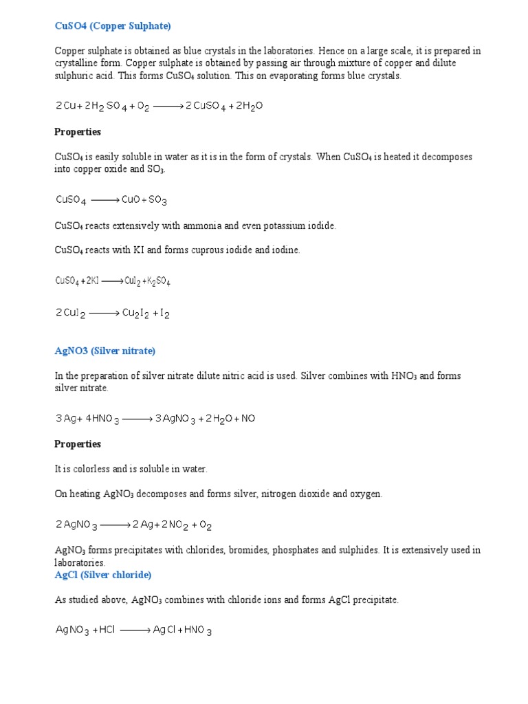 Properties: Cuso4 (Copper Sulphate) | PDF