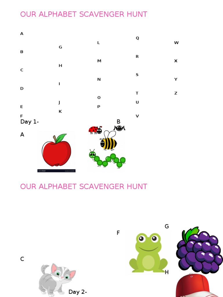 Abcs Scavenger Hunt Sheets | PDF