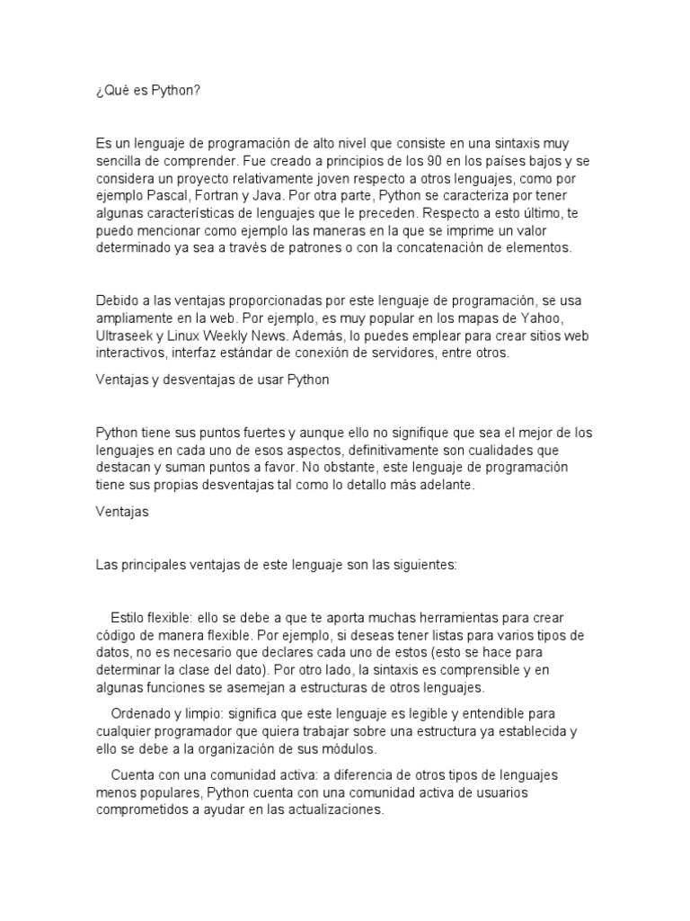 Qué Es Python | PDF | Lenguaje de programación | Python (lenguaje de ...