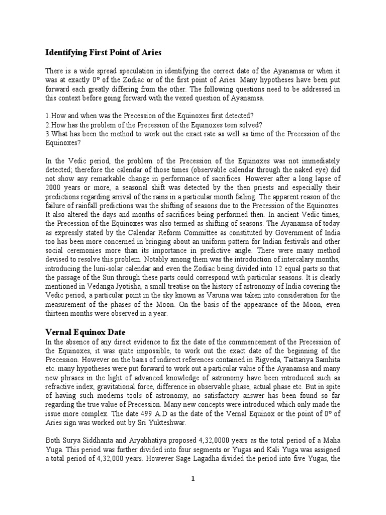 Identifying First Point of Aries | PDF | Zodiac | Astronomy