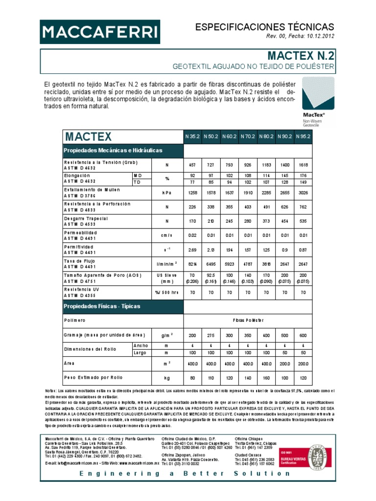 TDS MX Ficha Técnica Mactex N2 PDF | PDF | Ocio | Business