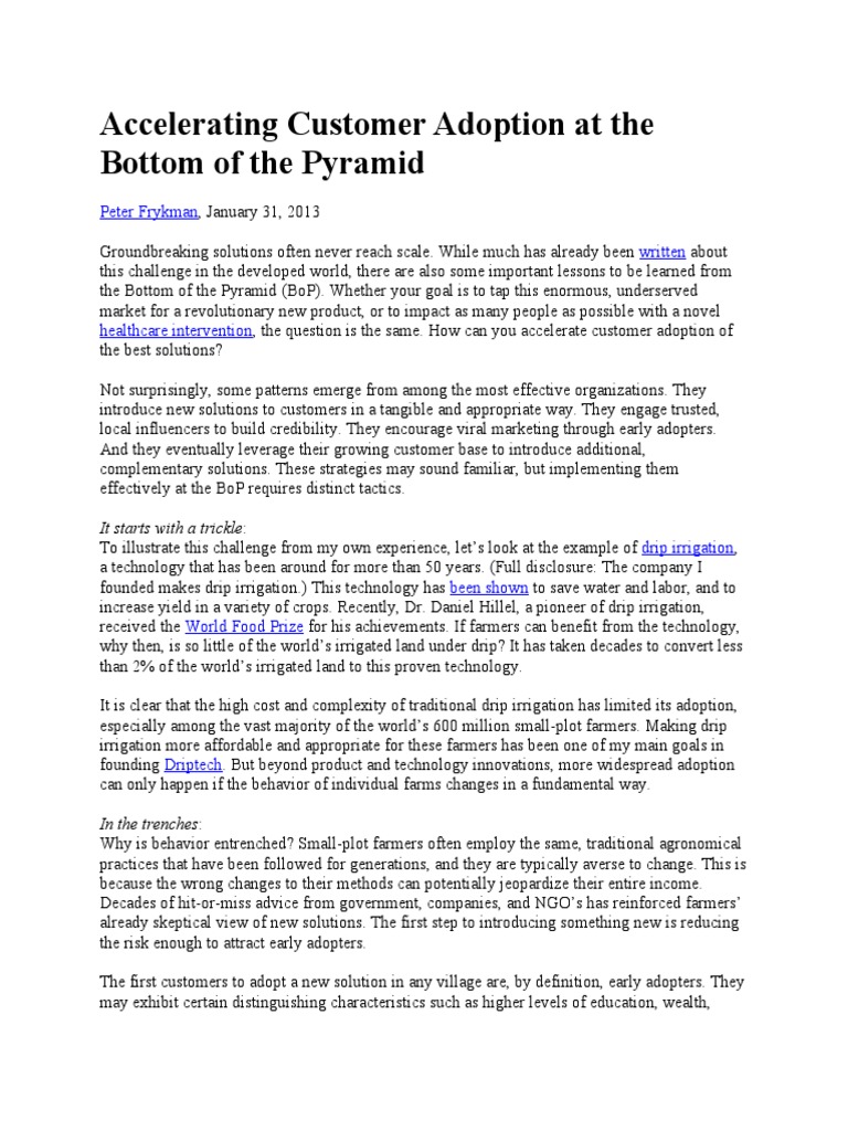 Customer Adoption Pyramid | PDF | Risk | Irrigation