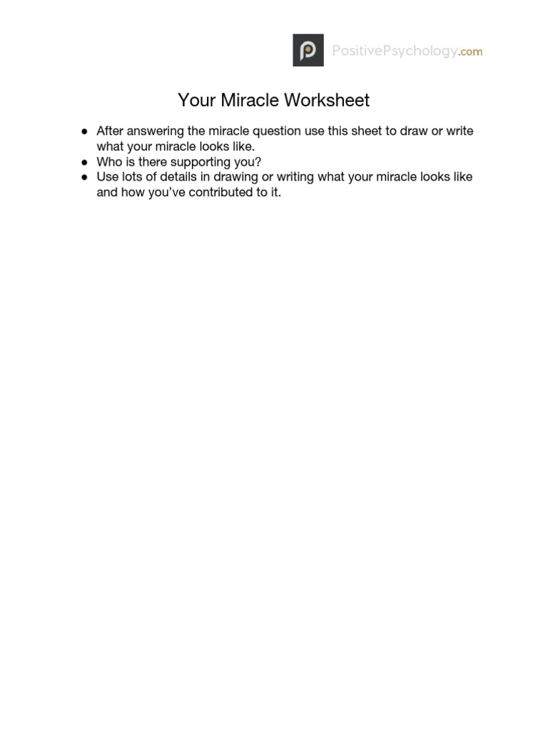 Miracle Worksheet | PDF | Self-Improvement