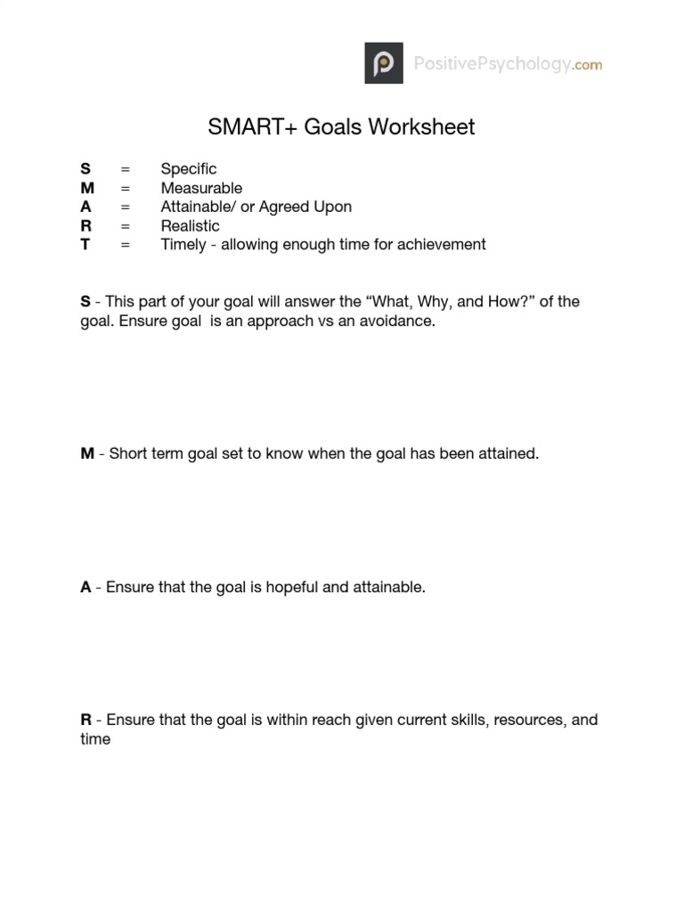 SMART Goals Worksheet PDF | PDF