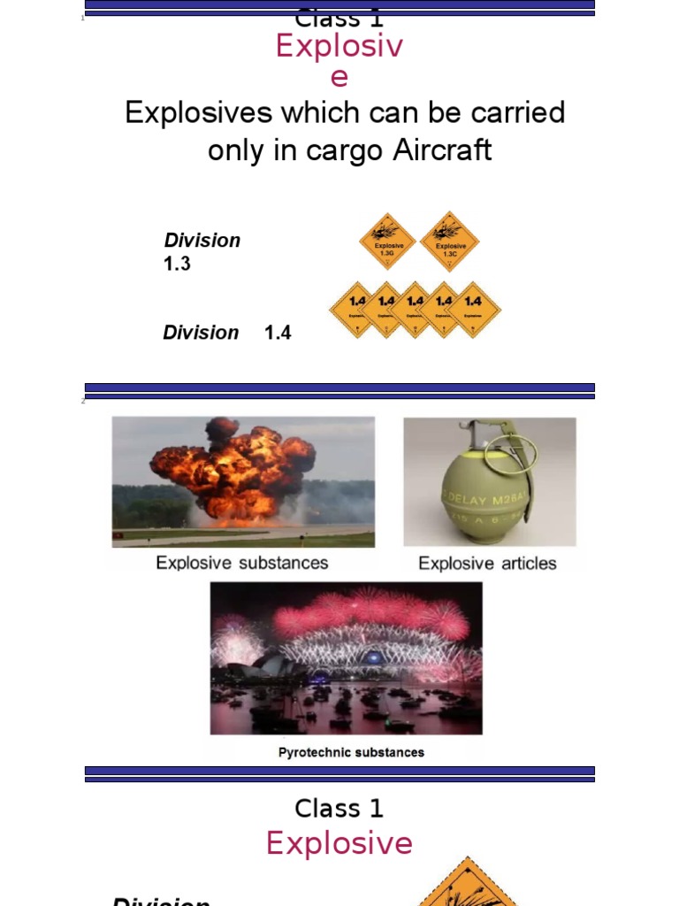 Explosives Which Can Be Carried Only in Cargo Aircraft: Explosiv e | PDF