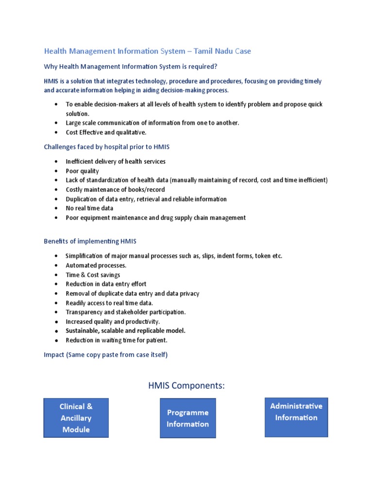 Hmis Mis | PDF | Health Informatics | Information System