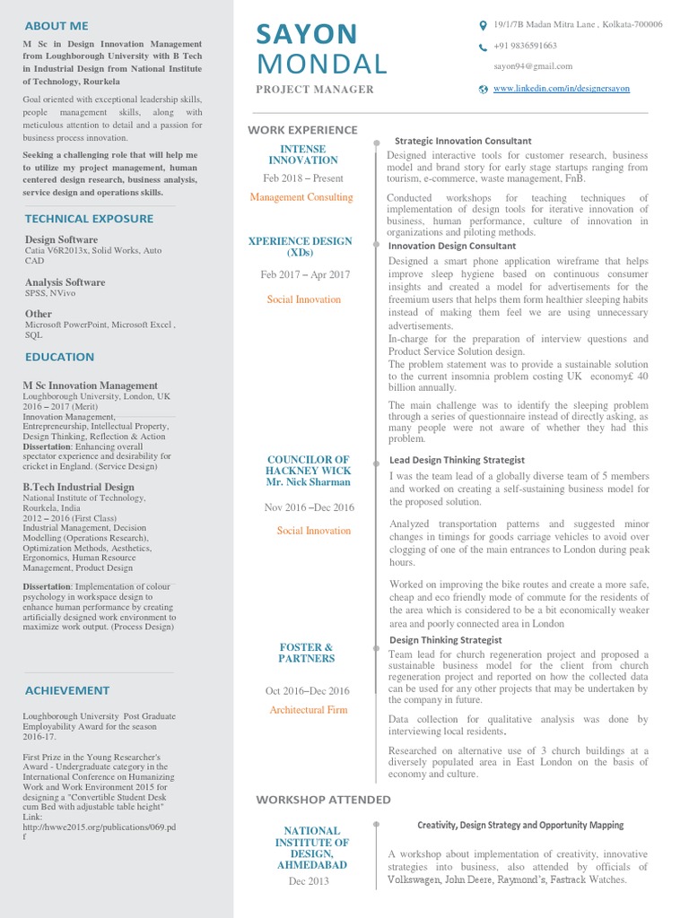 Sayon CV Project Manager | PDF | Design Thinking | Innovation