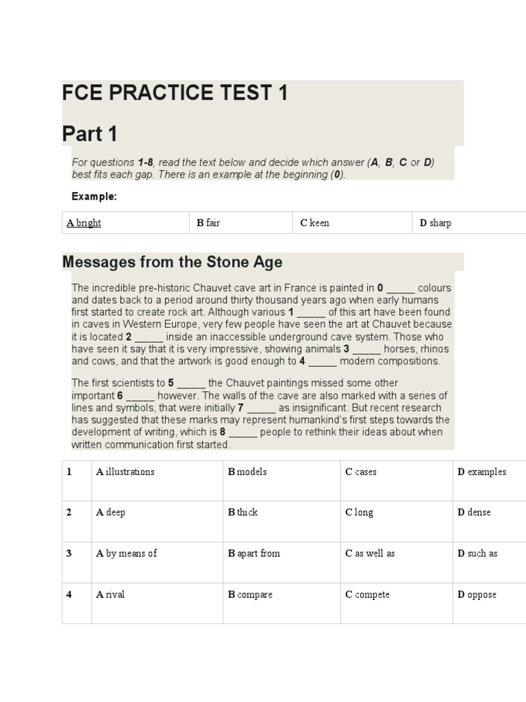 1.fce Test 1 | PDF | Verb | Sentence (Linguistics)