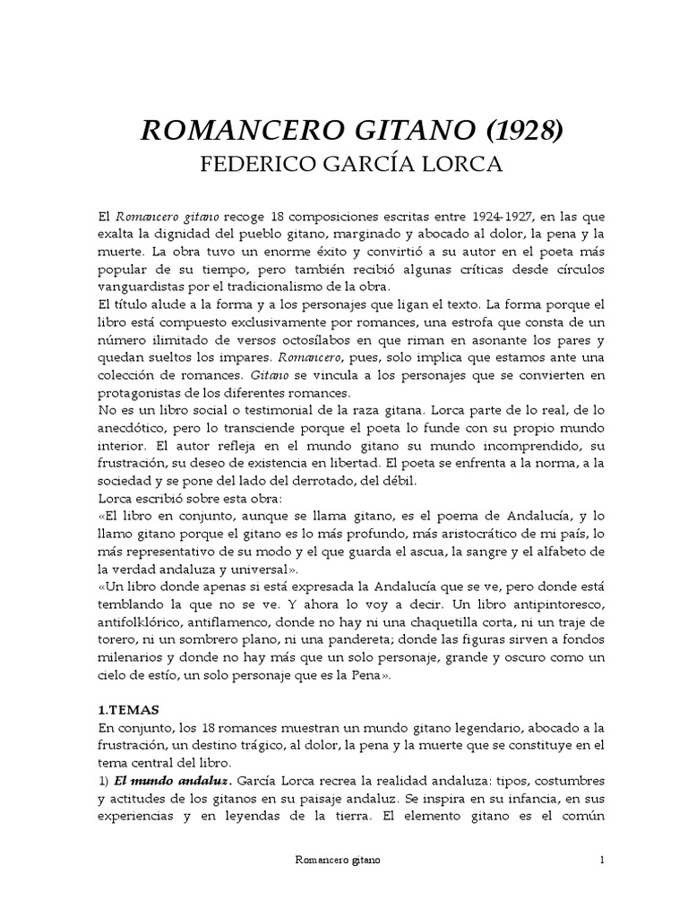 Romancero Gitano | PDF | Federico García Lorca | Metro (poesía)