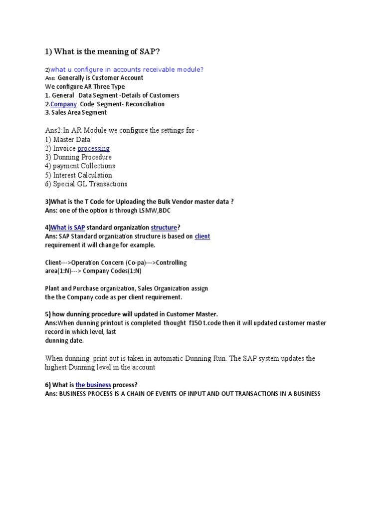 1) What Is The Meaning of SAP?: Processing | PDF | Computers