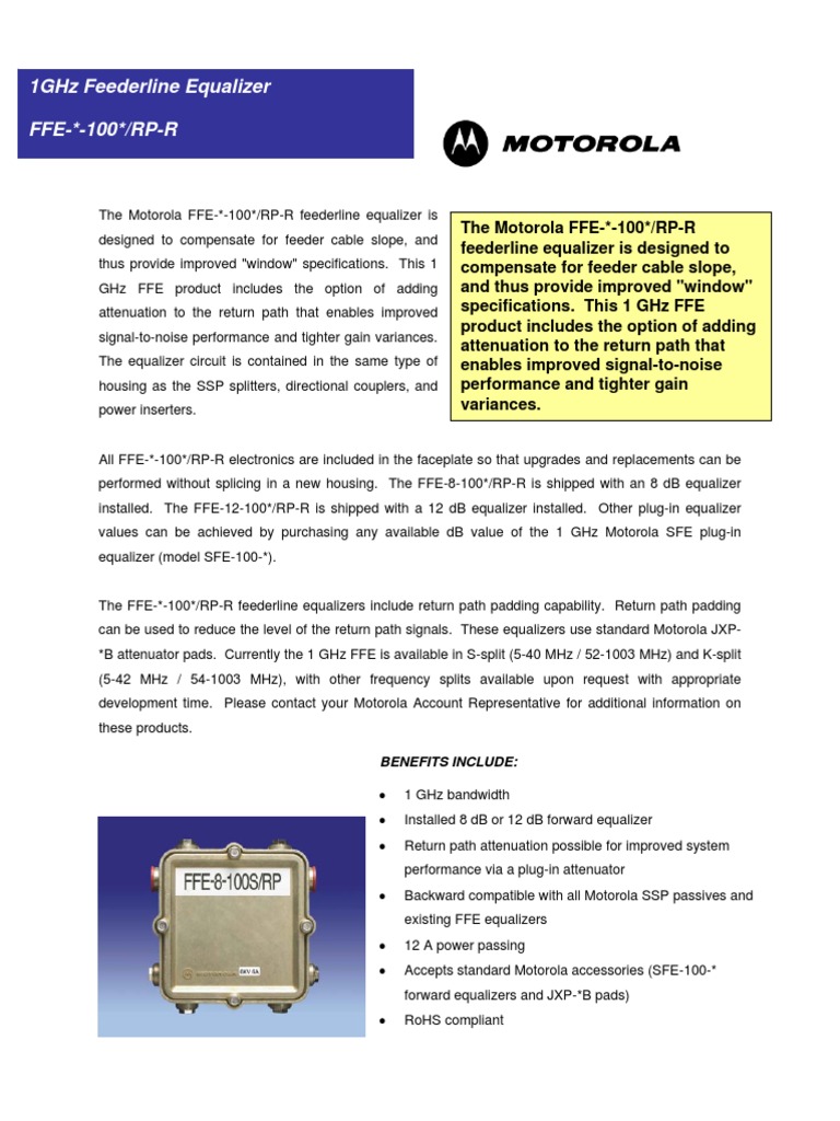 1Ghz Feederline Equalizer Ffe - 100 /RP-R: Benefits Include | PDF ...