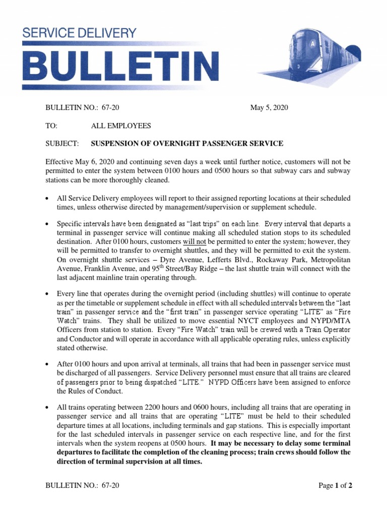 MTA Bulletin Page 4 | PDF | Conductor (Rail) | Train