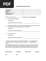 Salary Advance Request Form Template | PDF