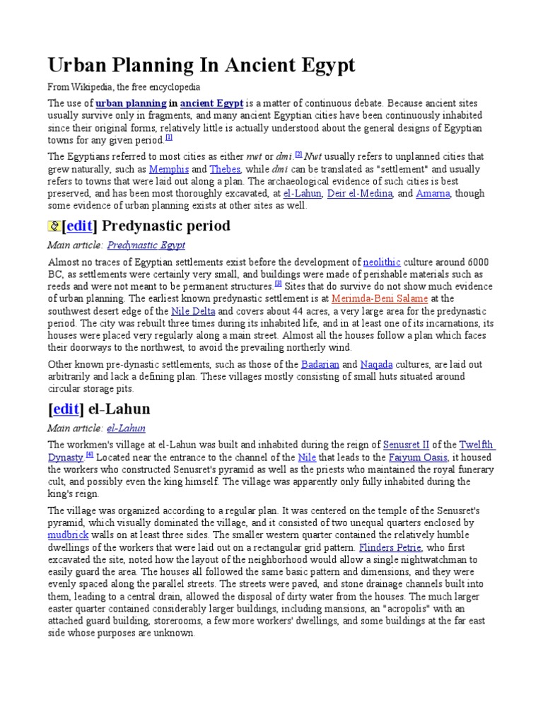 Urban Planning in Ancient Egypt | Ancient Egypt | Archaeology