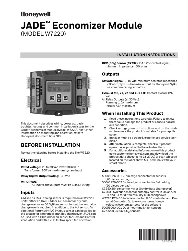 62-0331 Jade Economizer | PDF | Thermostat | Relay