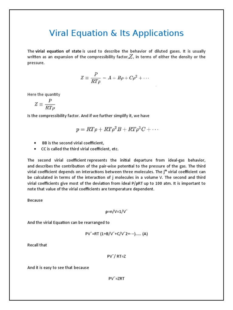 Viral Equation Updated | PDF | Gases | Physical Sciences
