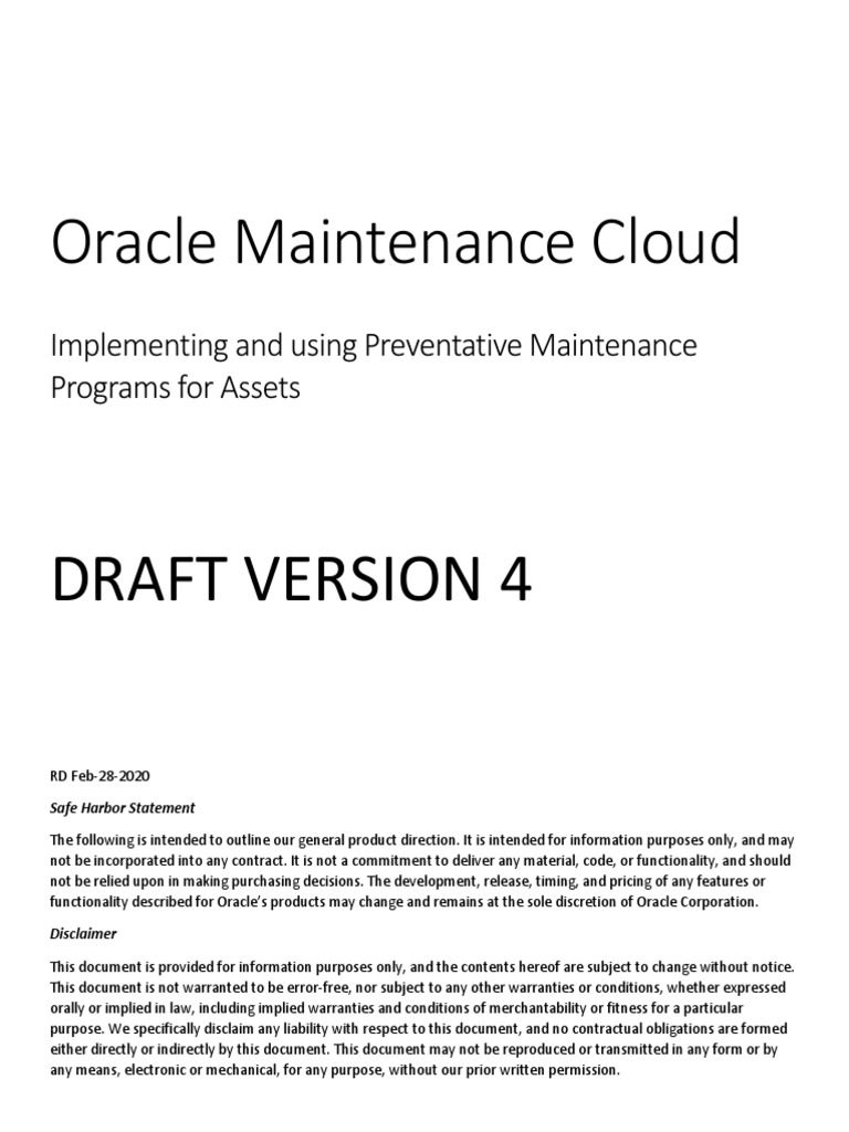 DRAFT V4 ALM Maintenance Program Use Cases PDF | PDF | Application Programming Interface | Inventory