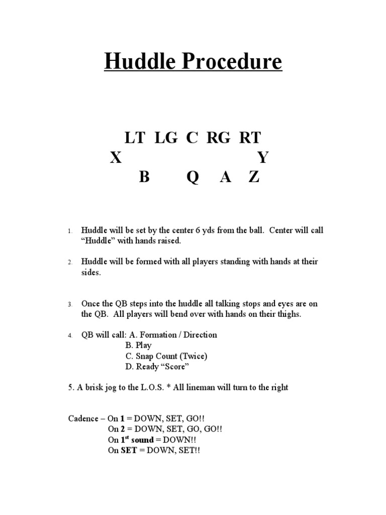 Huddle Procedure: LT LG C RG RT X Y B Q A Z | PDF