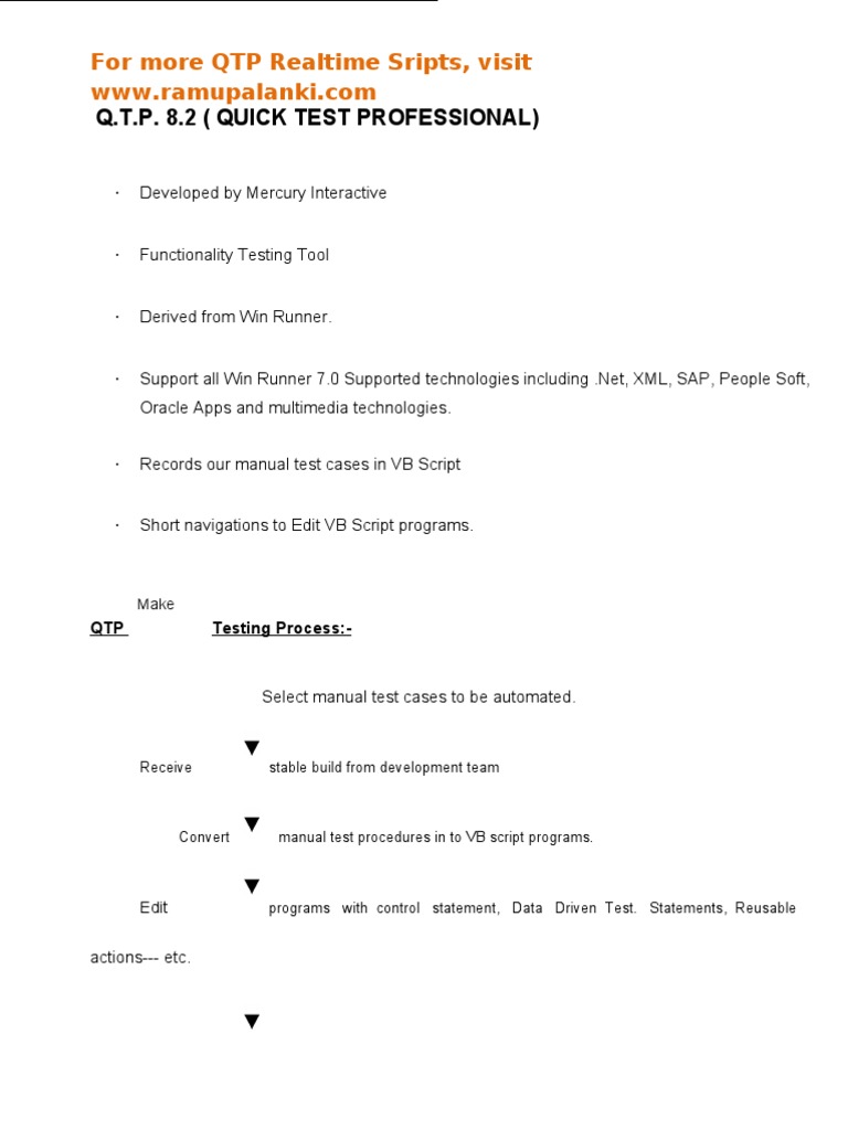 Qtp 82 Complete Tutorial Pdf Digital Technology Computing