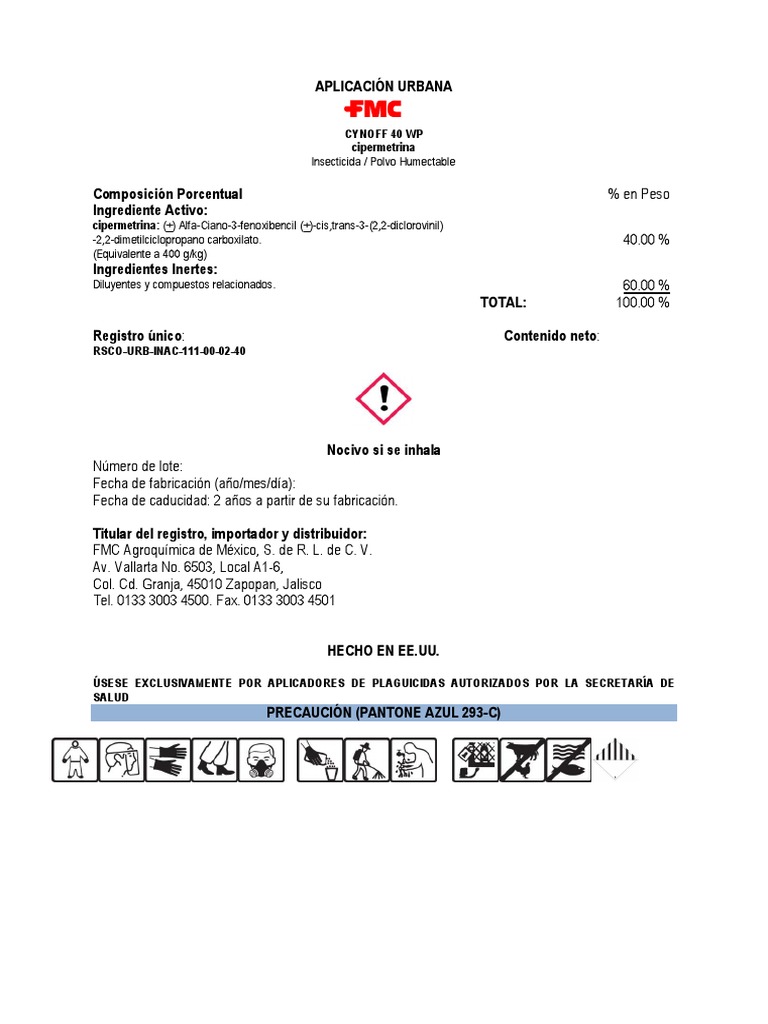 Mak - Cynoff 40 WP - Ficha Tecnica PDF | PDF | Vómitos | Agua