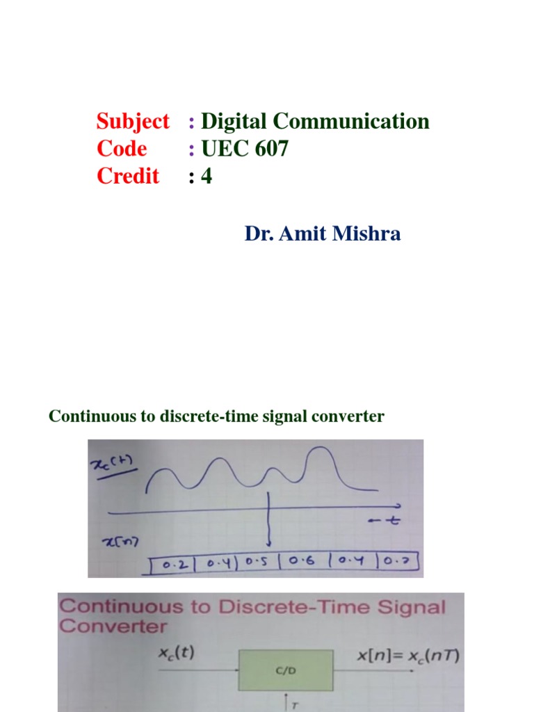 Subject Code Credit: Digital Communication UEC 607 4 | PDF | Sampling (Signal Processing ...