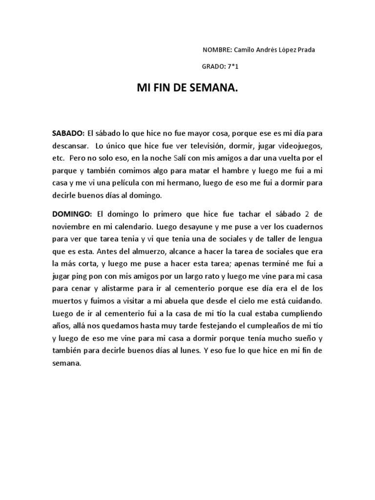 Mi Fin de Semana | PDF | Dormir