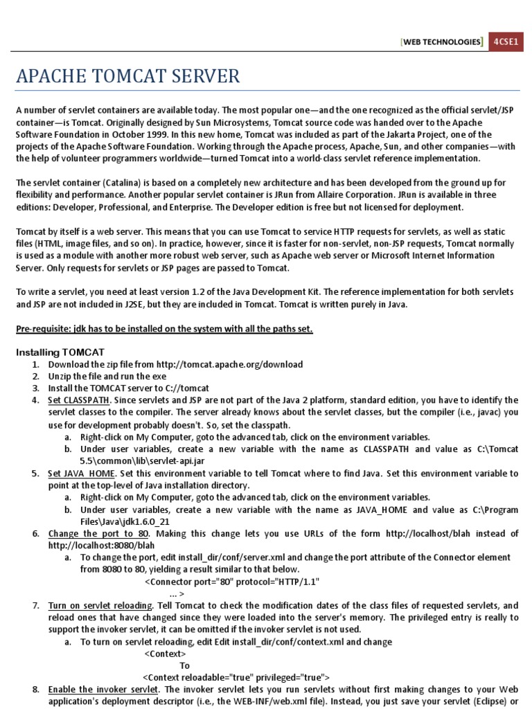Apache Tomcat Server | Download Free PDF | Java Servlet | Java Server Pages