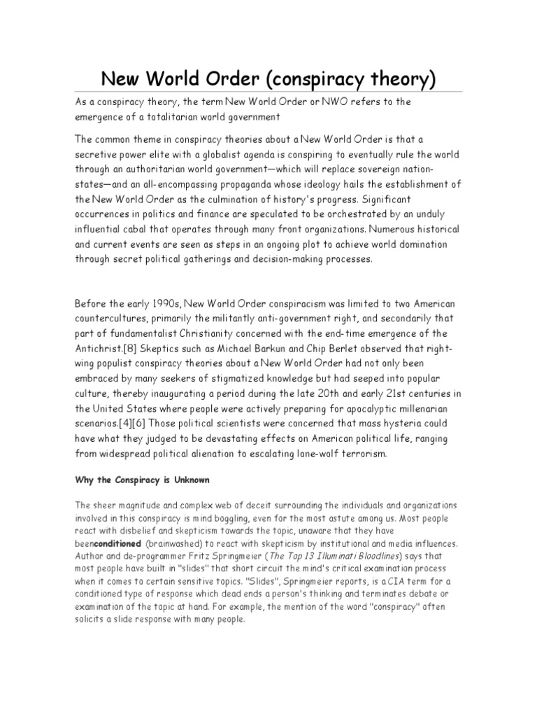 New World Order (Conspiracy Theory) : Why The Conspiracy Is Unknown ...