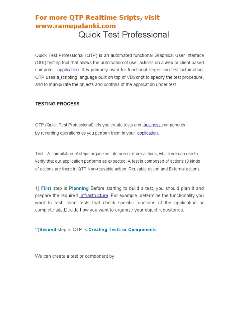 Qtp Testing Process And Tutorial Download Free Pdf Parameter