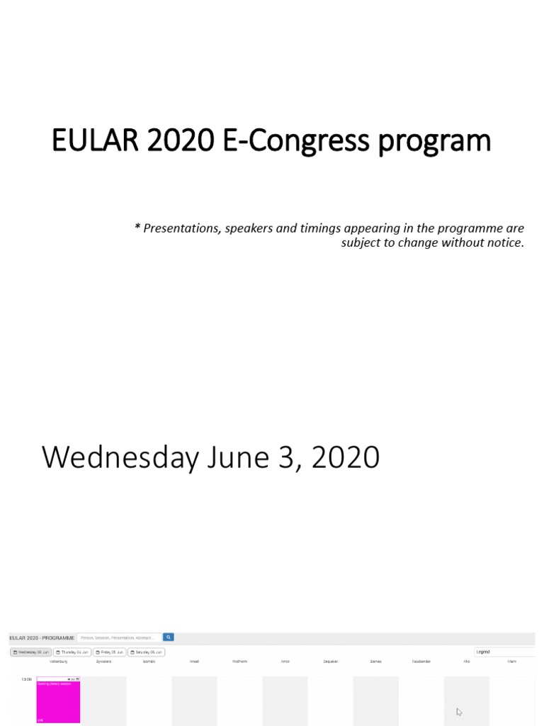 Eular 2020 e Congress Programme | PDF