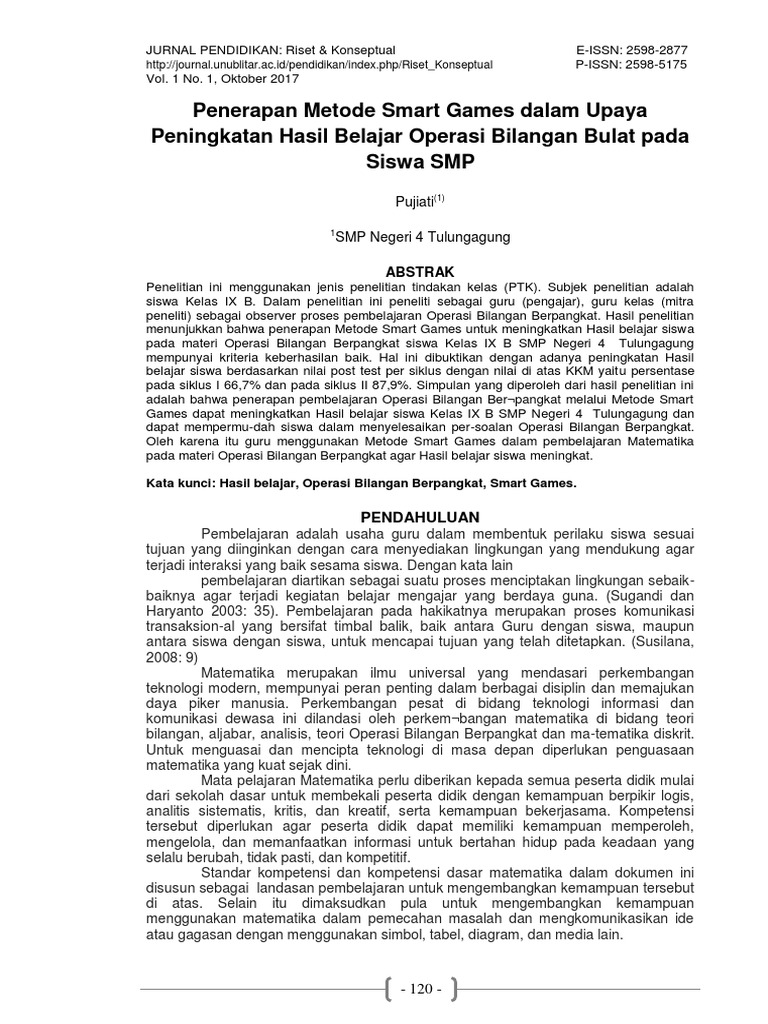 Penerapan Metode Smart Games Dalam Upaya Peningkatan Hasil Belajar ...