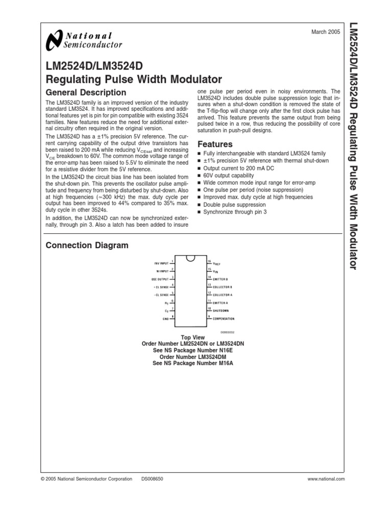LM2524D/LM3524D Regulating Pulse Width Modulator: General Description ...