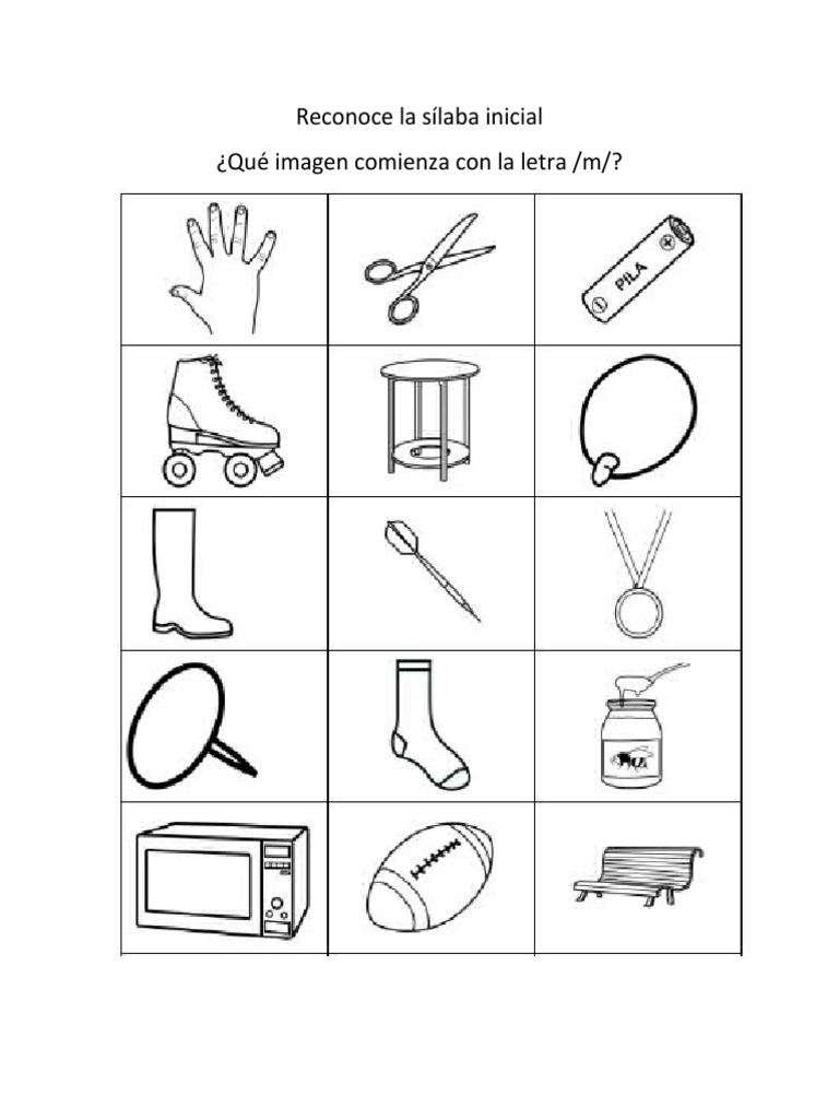 Reconocimiento de sílabas iniciales | PDF