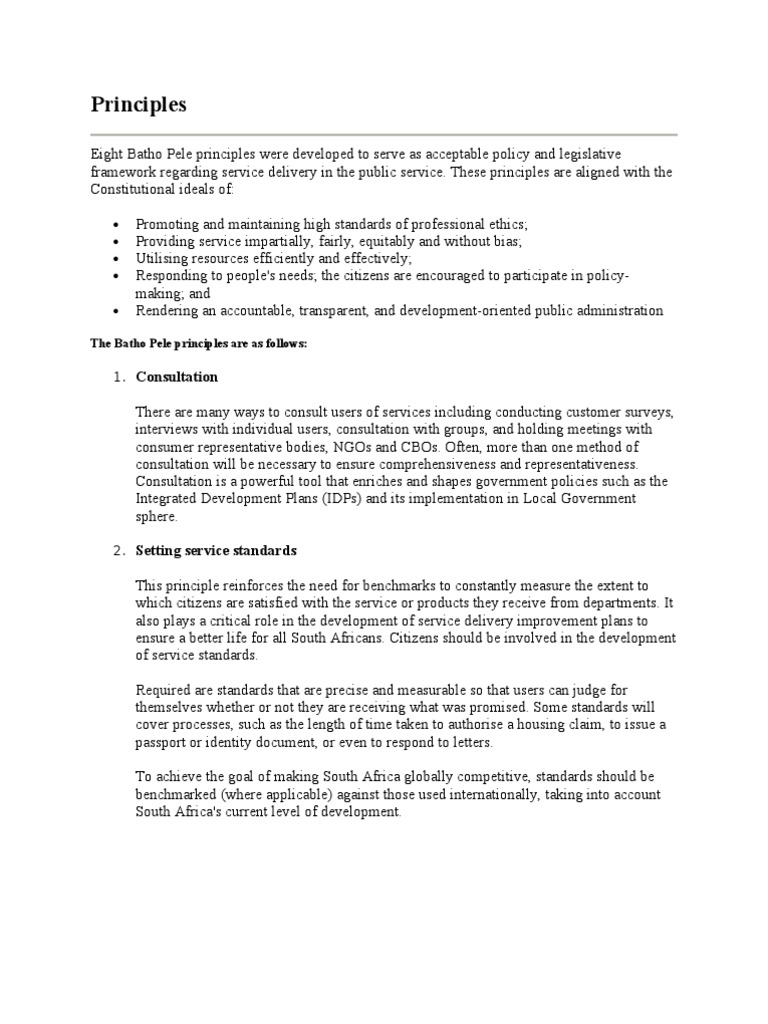 Batho Principles | Download Free PDF | Transparency (Behavior) | Citizenship