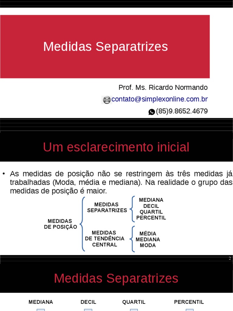 Medidas Separatrizes | PDF | Estatística Robusta | Estatísticas