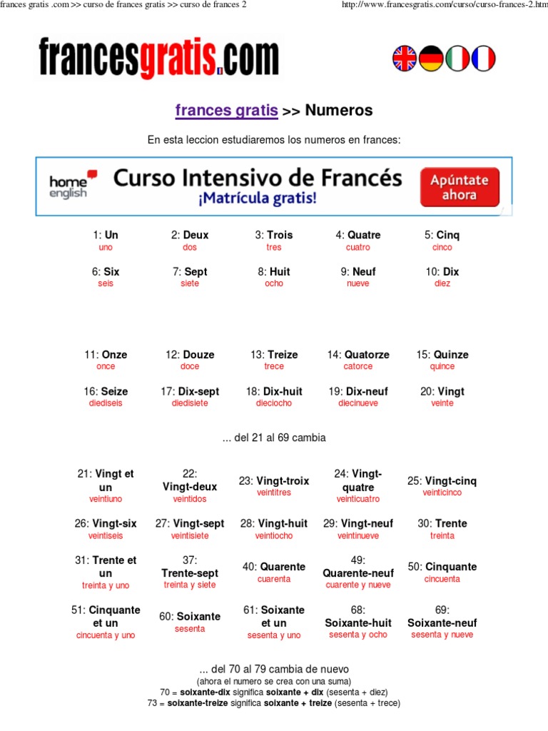 frances gratis: >> Numeros