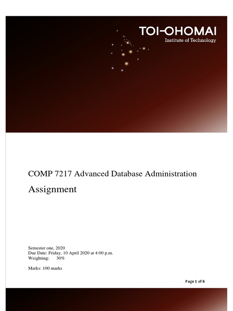 COMP.7217 AssessmentS1 - 2020 PDF | PDF | Microsoft Sql Server | Databases