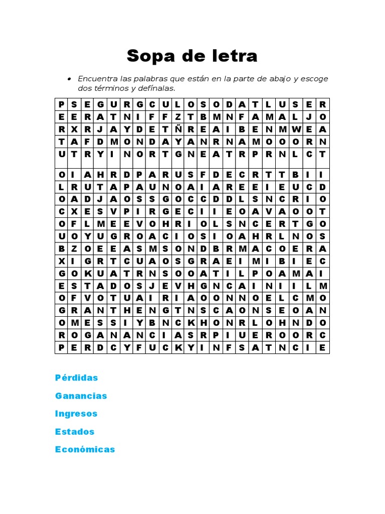 Sopa de Letras Contabilidad | PDF