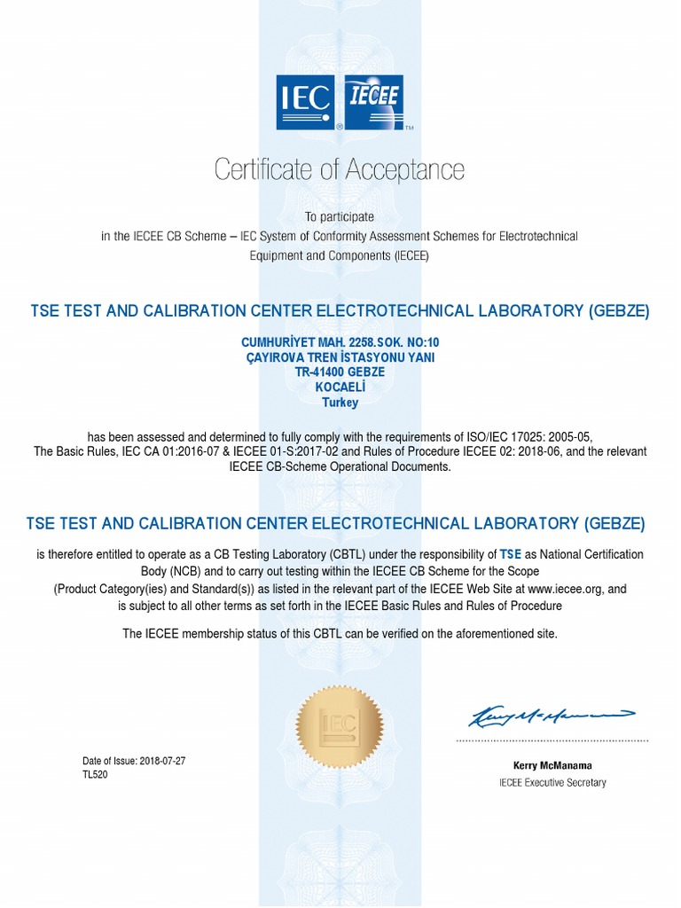 TSE Gebze Testing Laboratory Certification | PDF